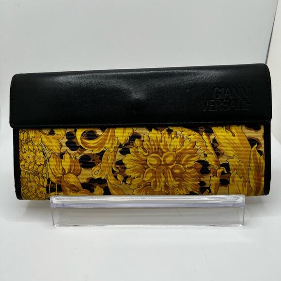 Versace | Bags | Guc Versace Vintage Baroque Leopard Print Wallet ...